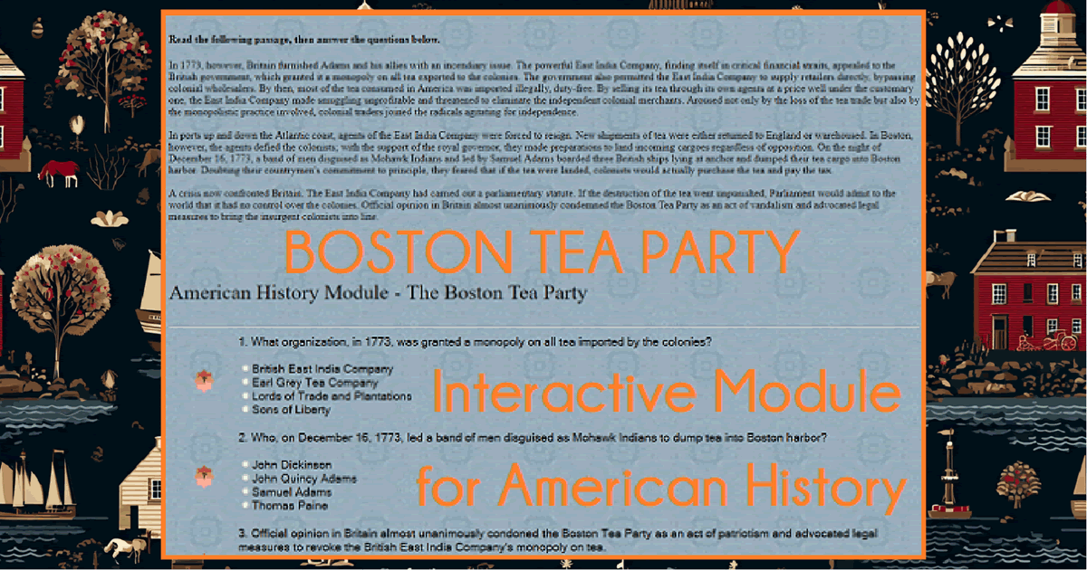 Boston Tea Party American History Interactive Module | Student Handouts