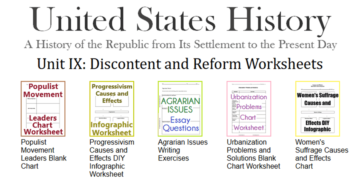 Progressive Era Free Printable Worksheets | Student Handouts