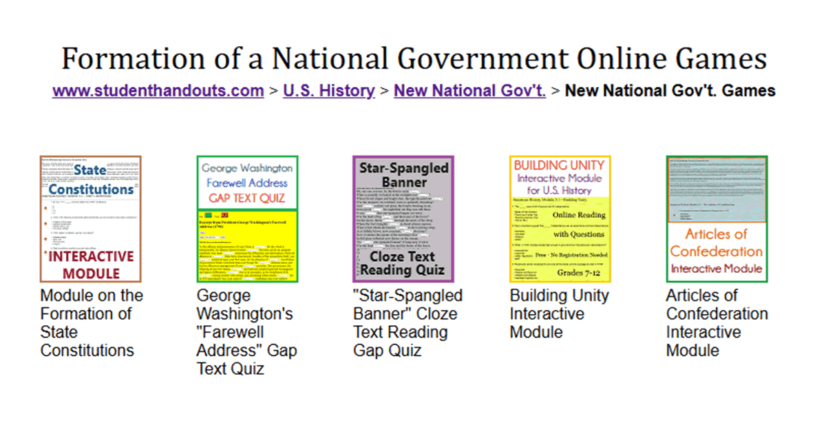 Formation of a National Government Study Games | Student Handouts