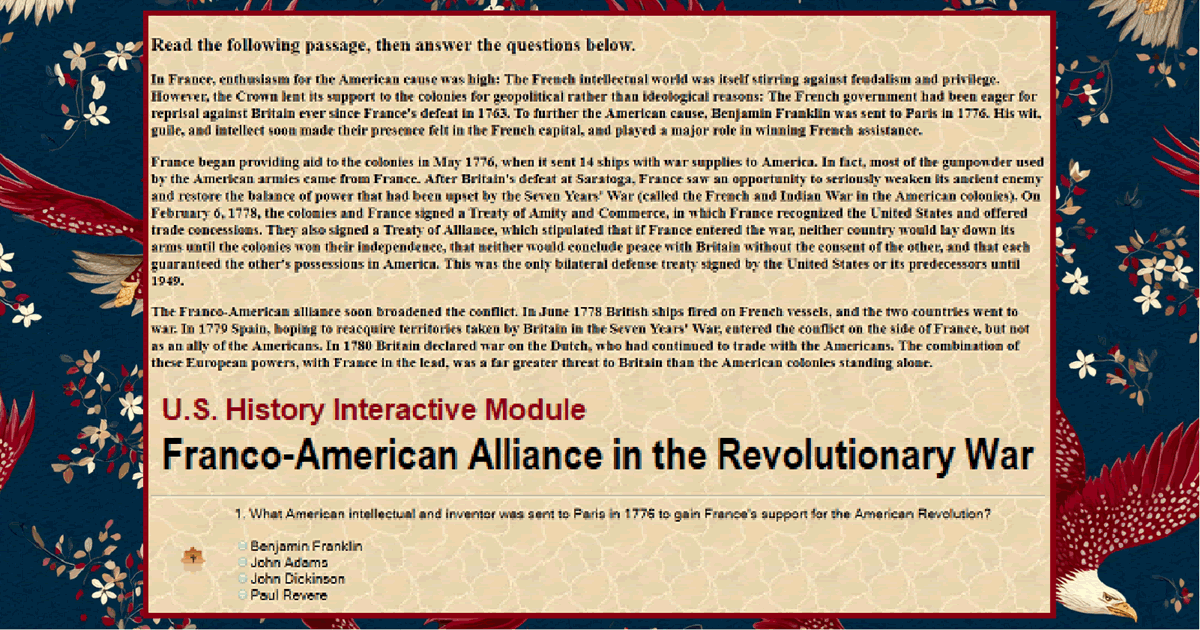 Franco-American Alliance Interactive U.S. History Module | Student Handouts