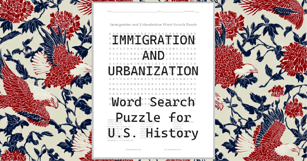 Immigration and Urbanization Word Search Puzzle | Student Handouts