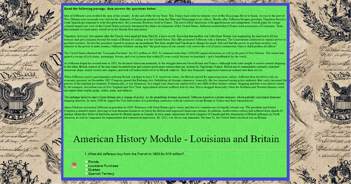 Louisiana and Britain Interactive Module | Student Handouts