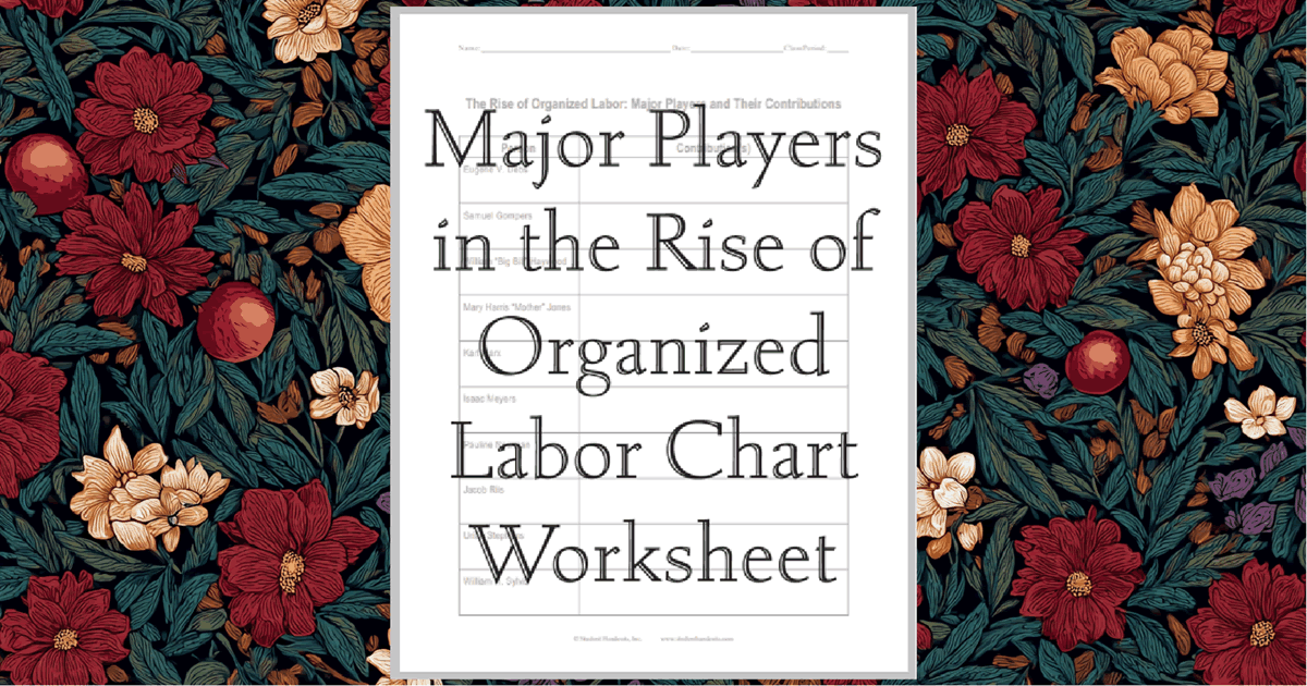 Major Players in the Rise of Organized Labor Blank Chart | Student Handouts