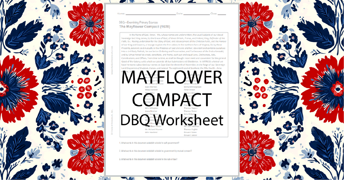 Mayflower Compact 1620 DBQ Worksheet | Student Handouts
