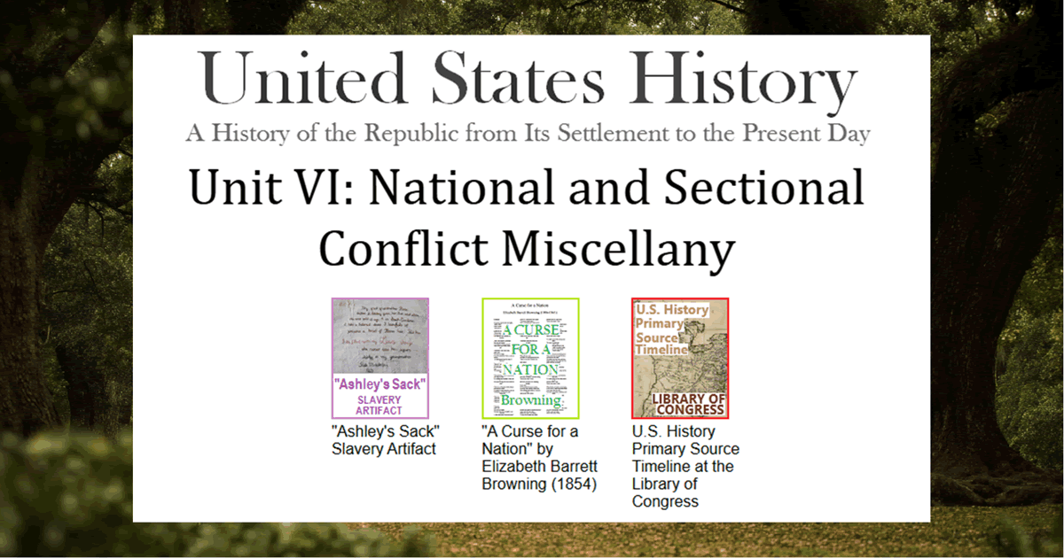 National and Sectional Conflict Miscellany | Student Handouts