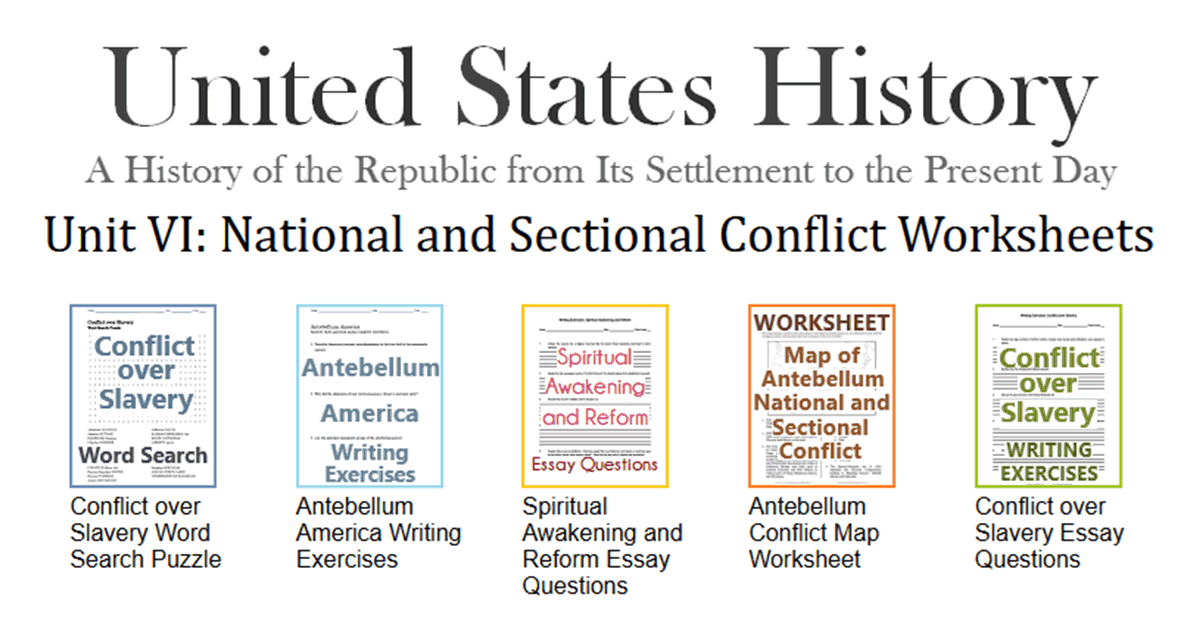 National and Sectional Conflict Worksheets | Student Handouts