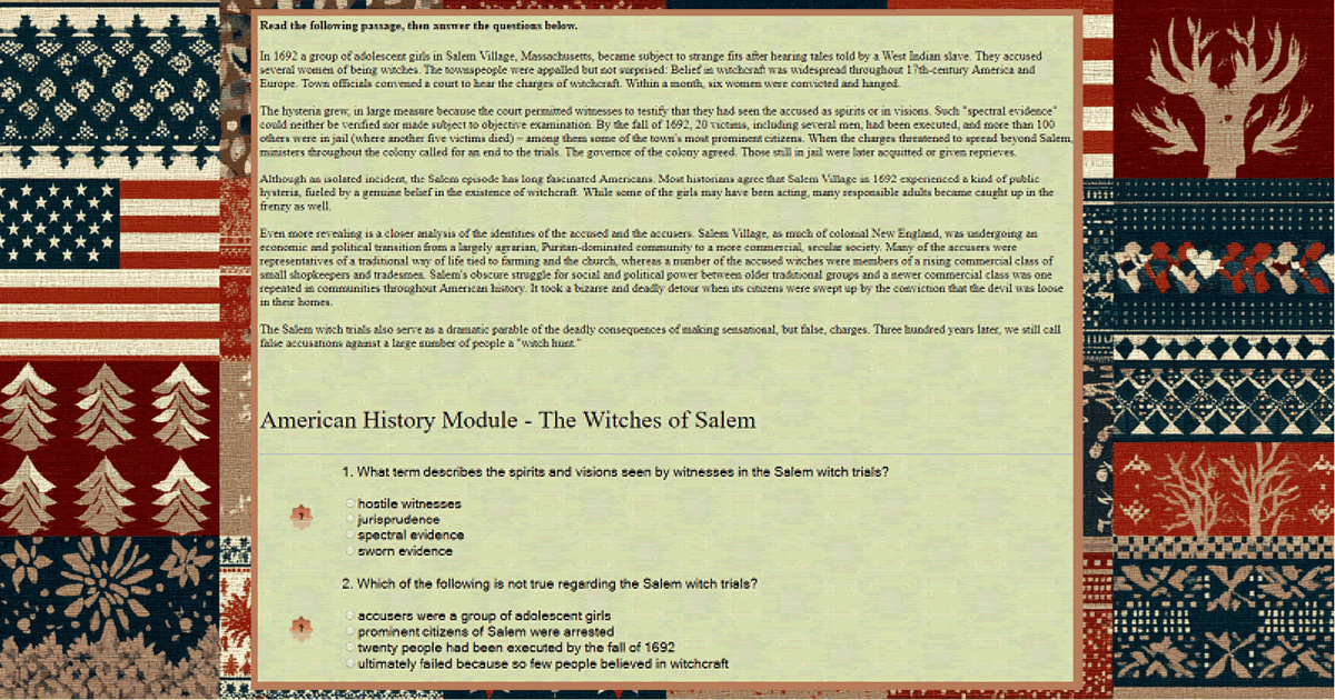 Salem Witch Trials Interactive Module | Student Handouts