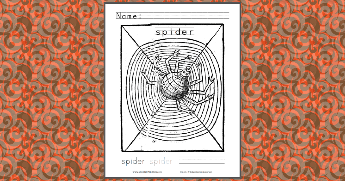 Spider Coloring Page for Kids | Student Handouts