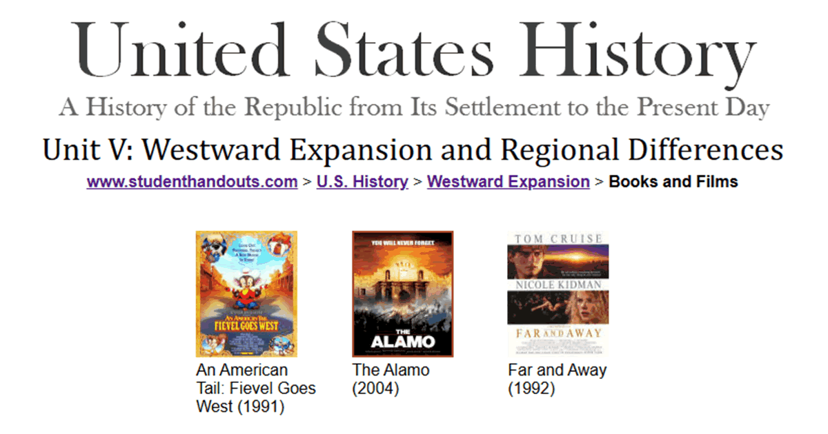 Westward Expansion and Regional Differences Books and Films | Student ...