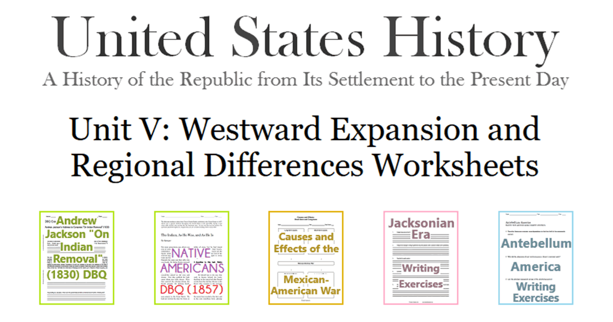 Westward Expansion and Regional Differences Worksheets | Student Handouts