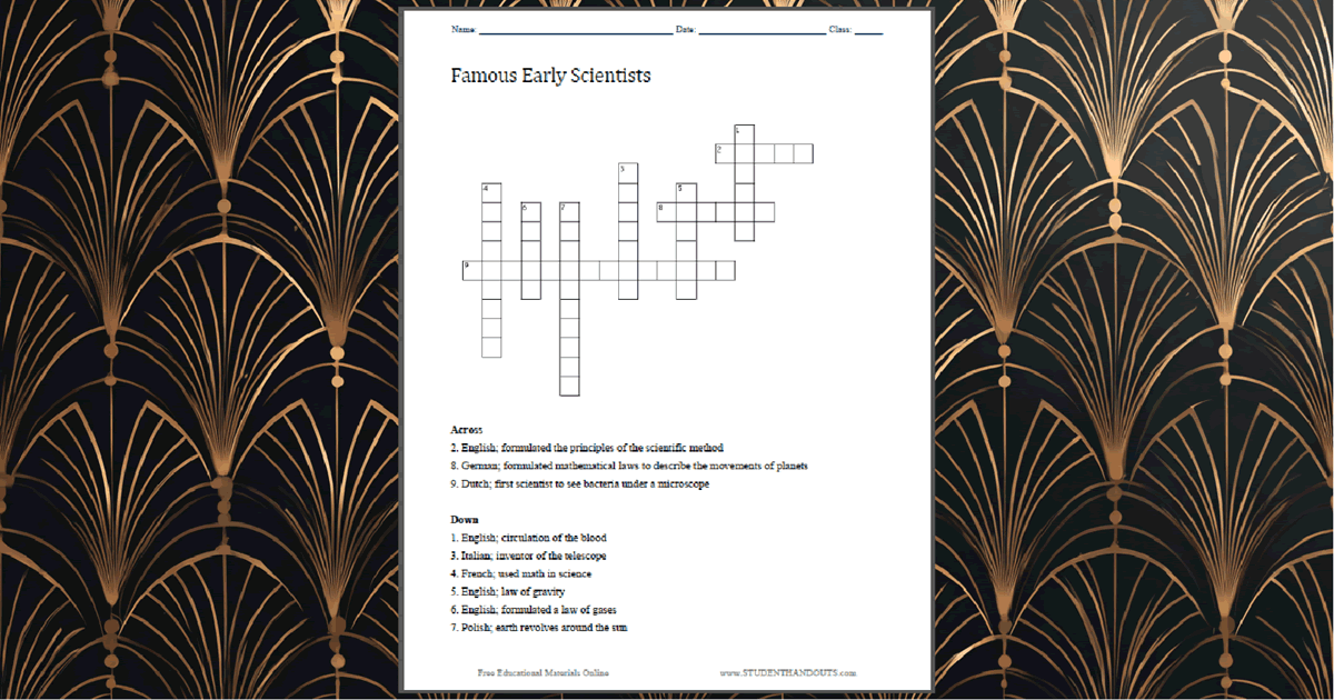 Famous Early Scientists Crossword Puzzle | Student Handouts