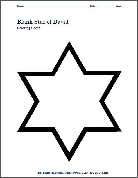 Blank Star Of David Coloring Page Student Handouts