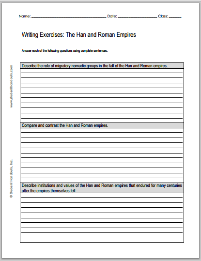 Great Empires Essay Questions Worksheet | Student Handouts