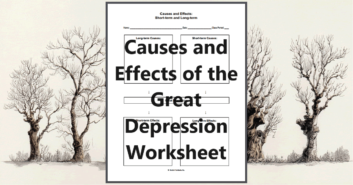 Causes and Effects of the Great Depression Worksheet | Student Handouts