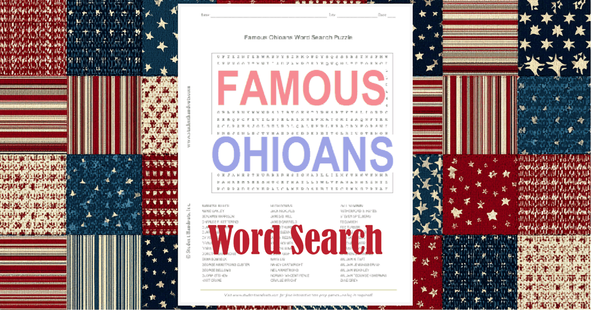 Famous Ohioans Word Search Puzzle | Student Handouts