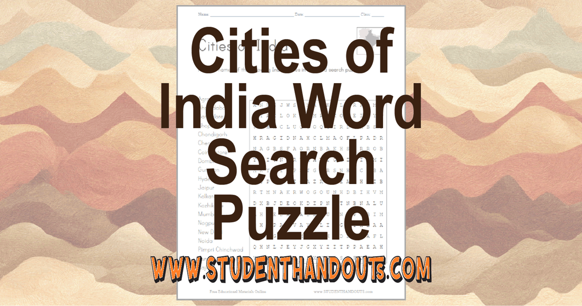 Cities of India Word Search Puzzle | Student Handouts