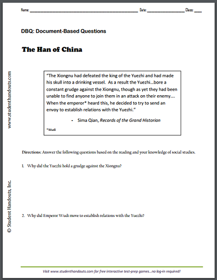 Sima Qian - Records of the Grand Historian DBQ