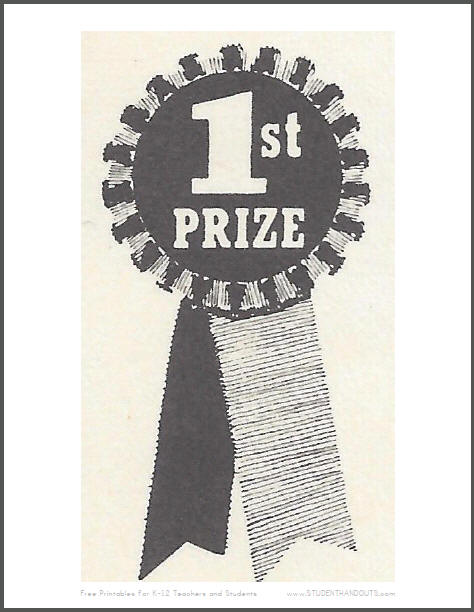 First Prize Ribbon Classroom Sign | Student Handouts