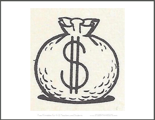 Money Bag Printable Sign | Student Handouts