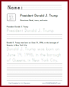 President Trump Handwriting Practice Sheet