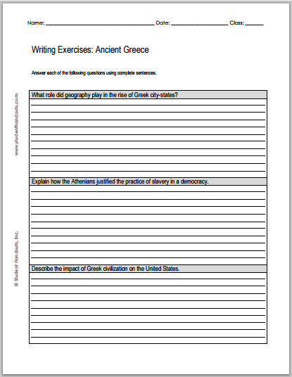 Ancient Greece Essay Questions | Student Handouts