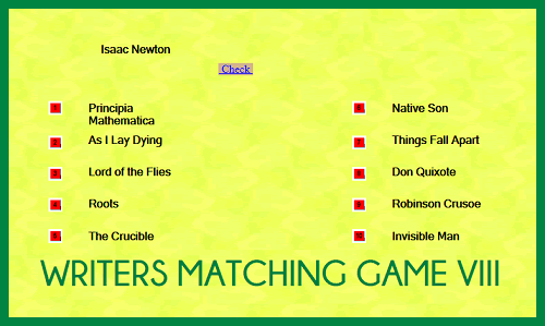 Writers and Their Works Matching Game 8 | Student Handouts