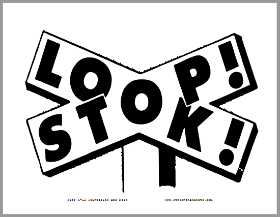 Stop Look Printable Sign For Classrooms Student Handouts