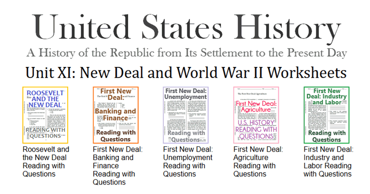 Unit XI: New Deal and World War II Worksheets | Student Handouts