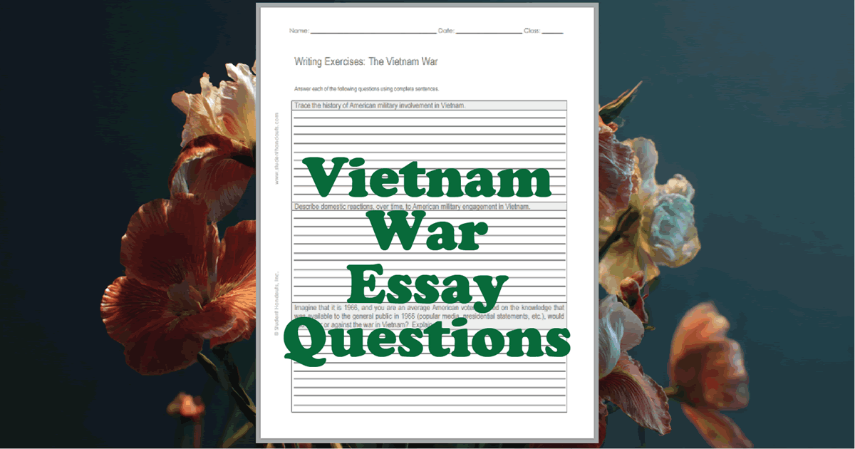 Vietnam War Essay Questions PDF Printable | Student Handouts