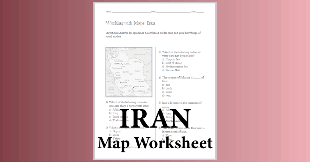 Iran Political Map Worksheet | Student Handouts