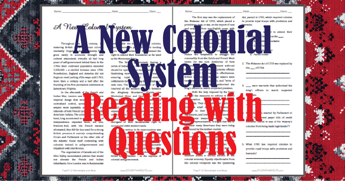 A New Colonial System Reading with Questions | Student Handouts