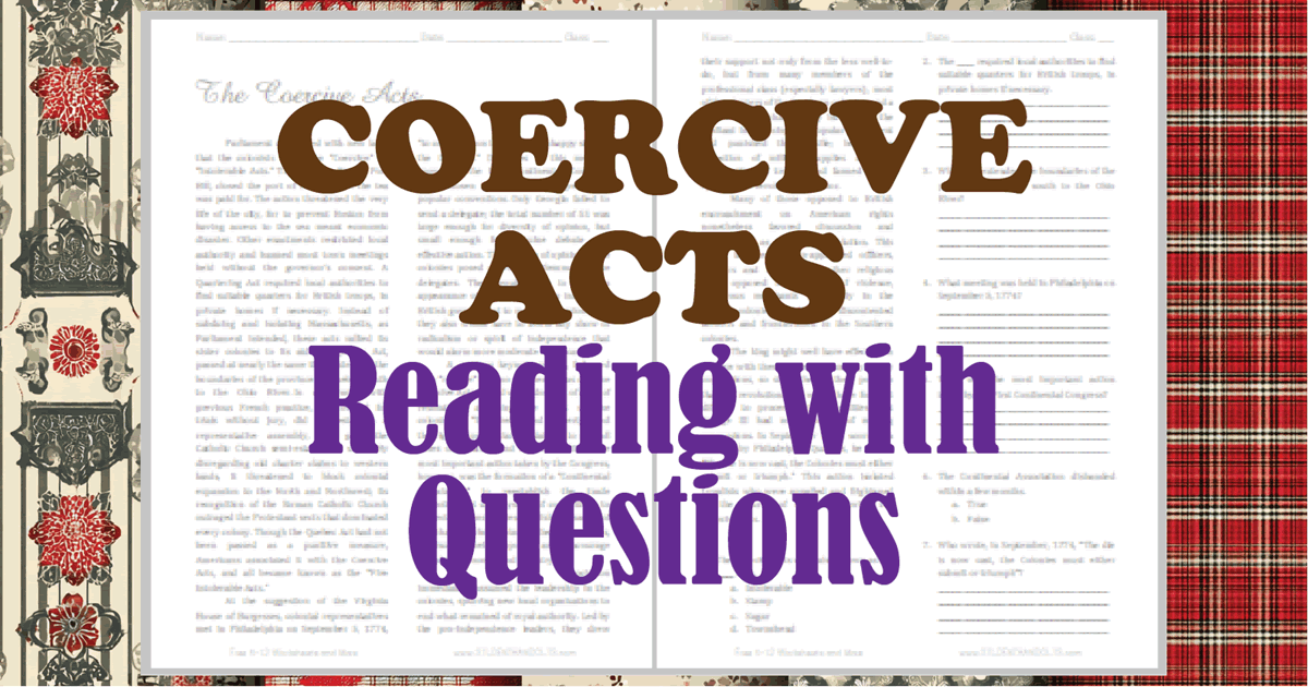 Coercive Acts Reading with Questions | Student Handouts