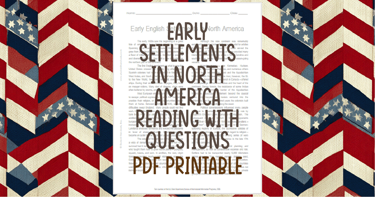 Early Settlements Reading with Questions | Student Handouts