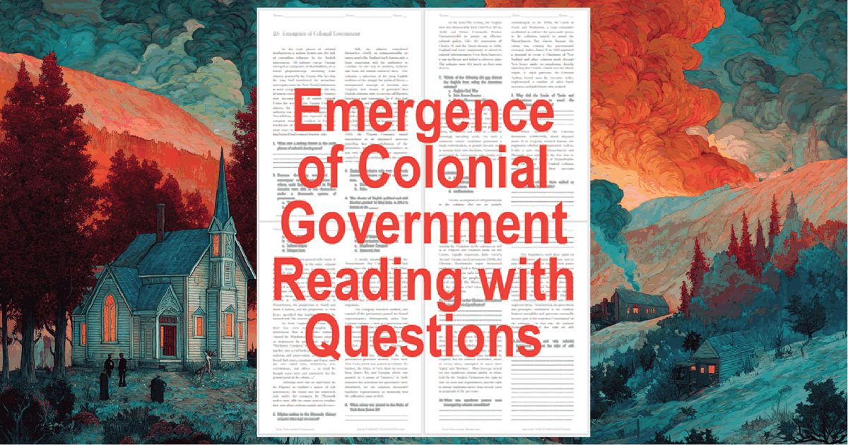 Emergence of Colonial Government Reading with Questions | Student Handouts