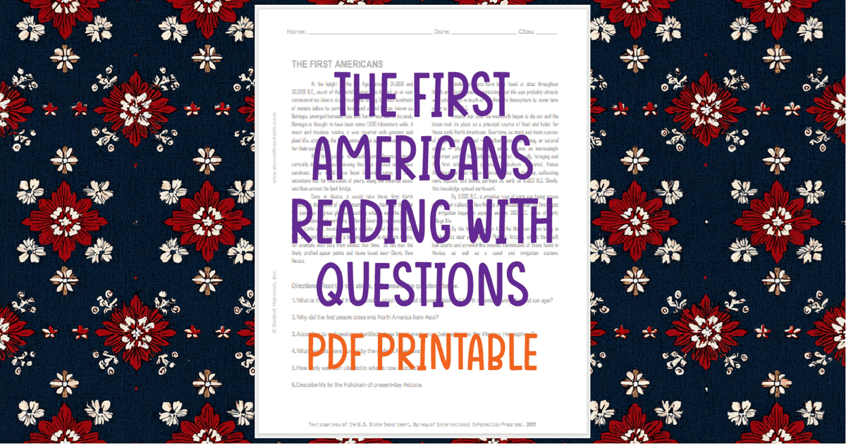 First Americans Reading with Questions | Student Handouts