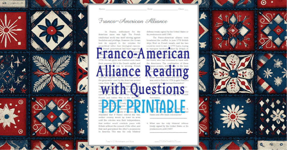 Franco-American Alliance Reading with Questions | Student Handouts