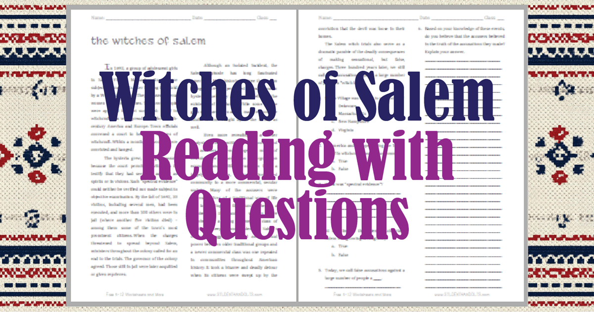 Witches of Salem Reading with Questions | Student Handouts