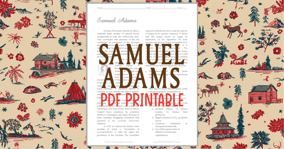 Samuel Adams Reading with Questions | Student Handouts
