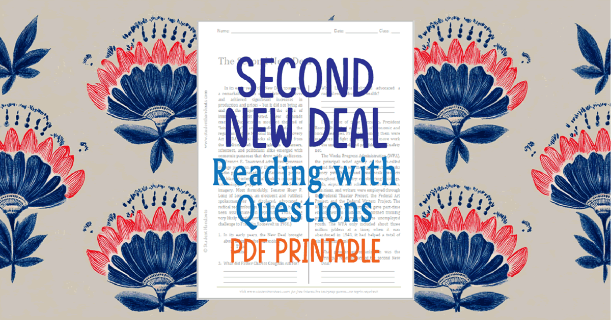 Second New Deal Reading with Questions | Student Handouts