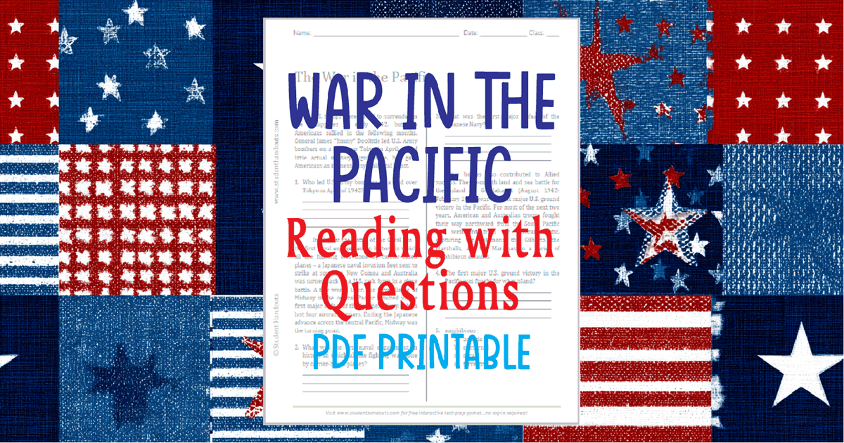 War in the Pacific Reading with Questions | Student Handouts