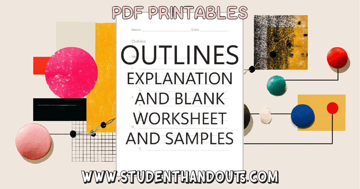 Outline Worksheet PDF Printables | Student Handouts
