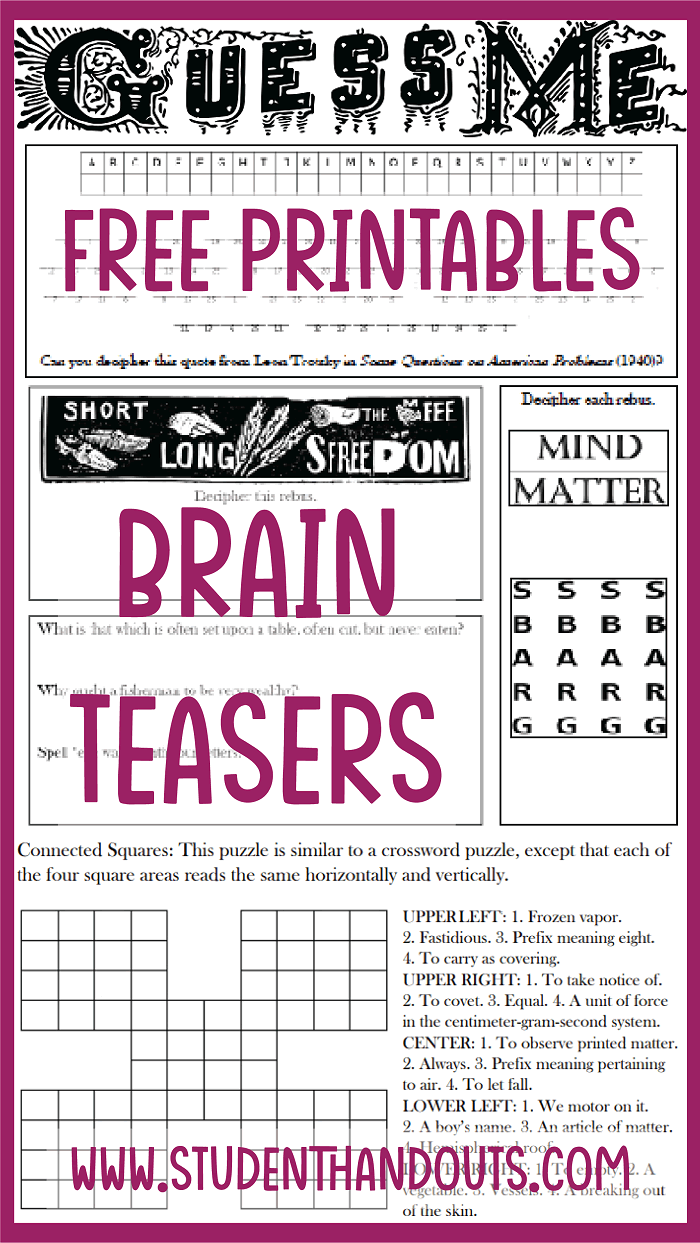 Free Printable Brain Teasers And Puzzles With Answers 50 OFF Free Printable Brain Teasers And Puzzles With Answers 50 OFF