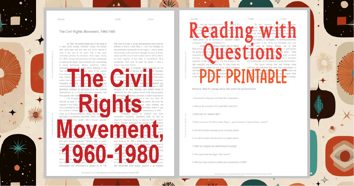 Civil Rights Movement, 1960-1980: Reading with Questions | Student Handouts