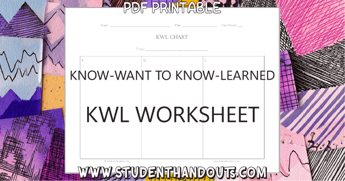 KWL Chart: Know, Want to Know, Learned PDF Printable Worksheet ...