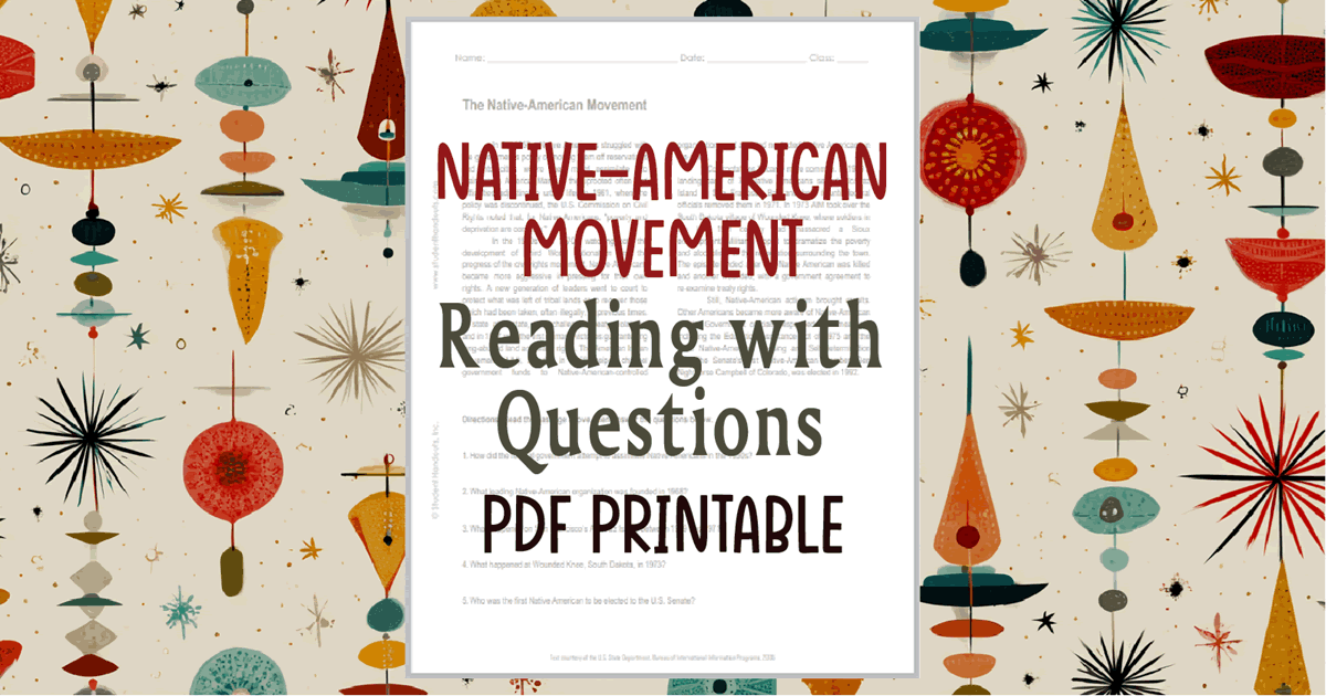 Native-American Movement Reading with Questions | Student Handouts
