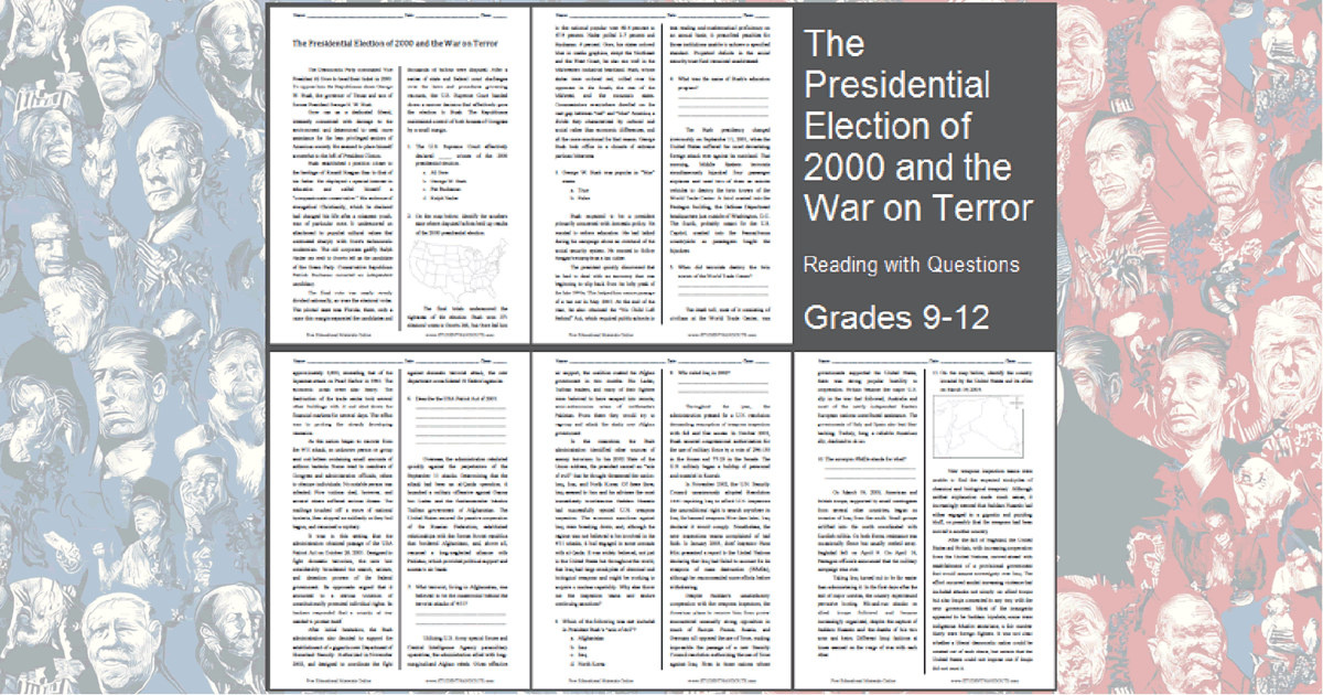 Presidential Election of 2000 and War on Terror Reading with Questions ...
