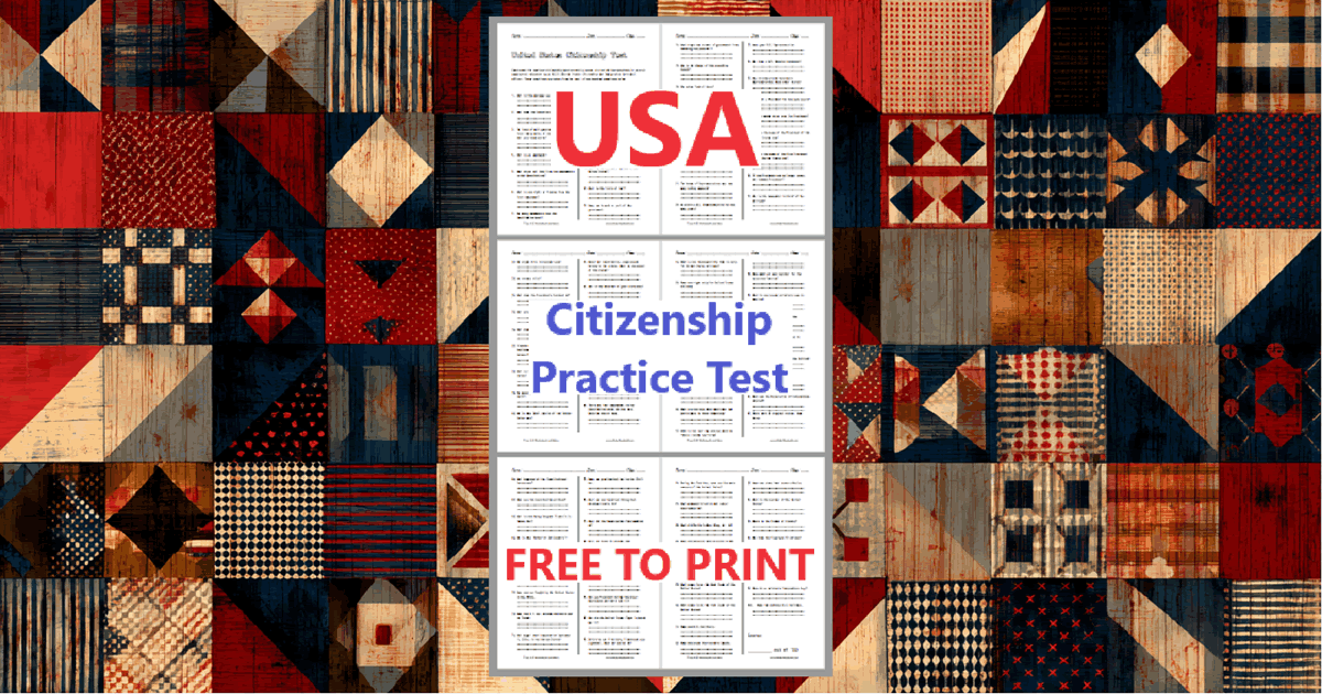 United States Citizenship Printable Practice Test | Student Handouts