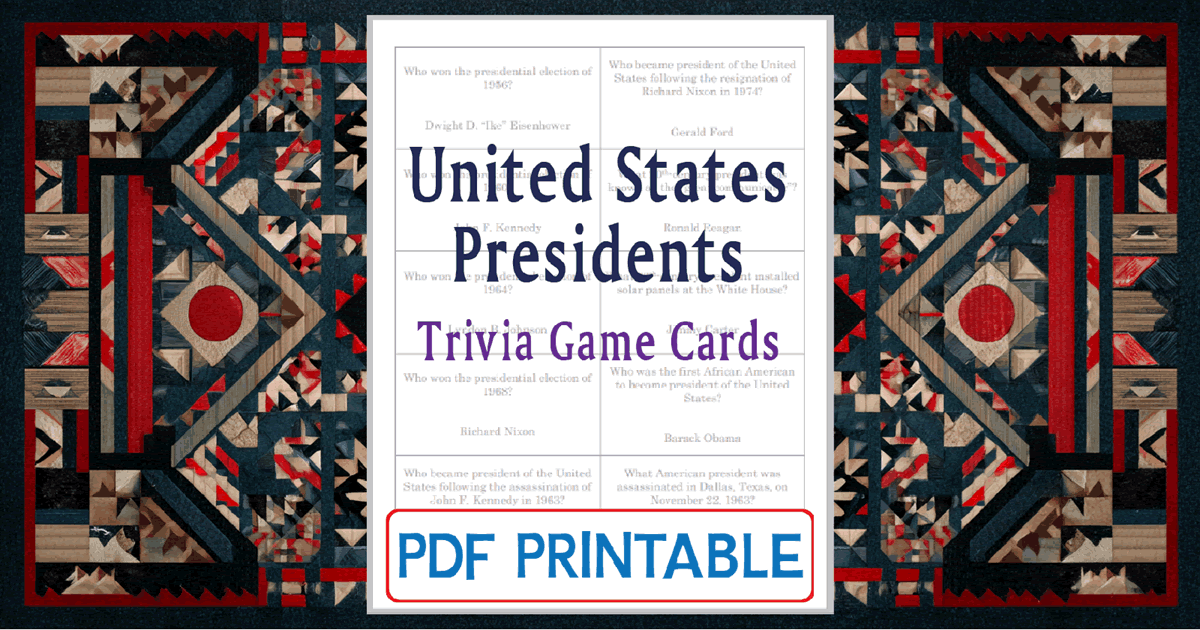United States Presidents Trivia Game Cards | Student Handouts