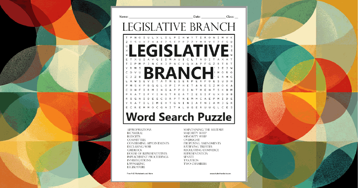 Legislative Branch Word Search Puzzle | Student Handouts