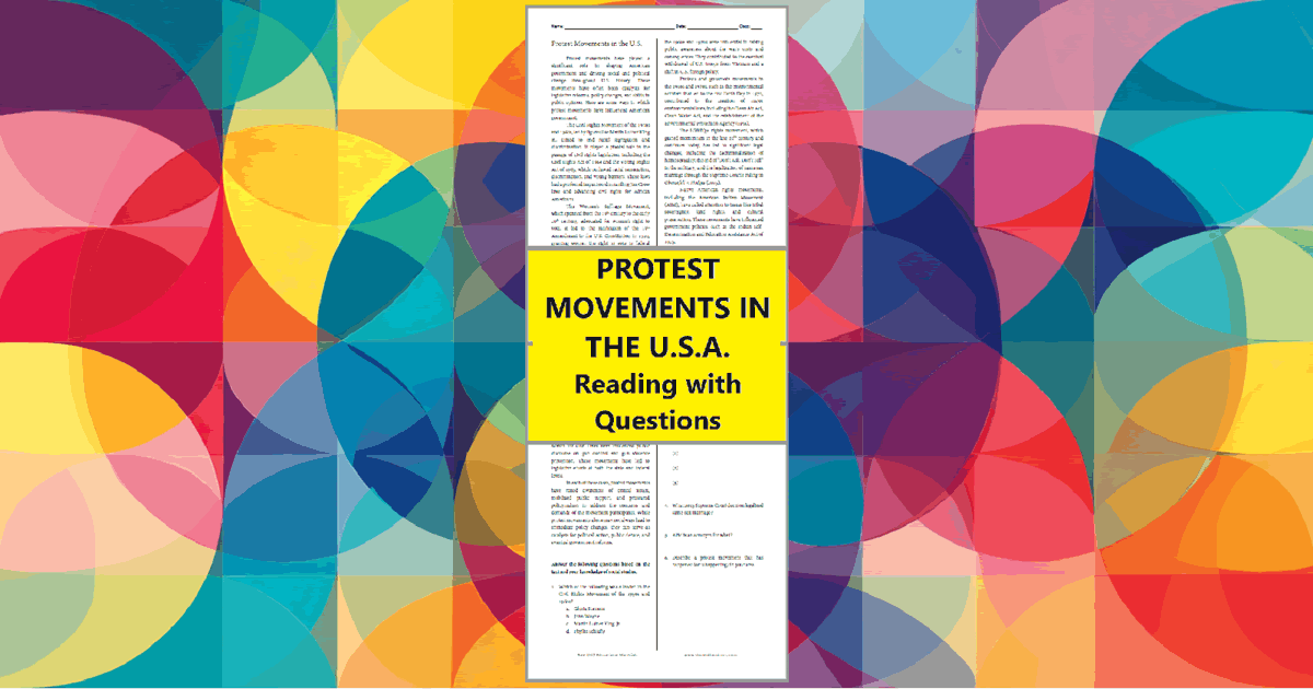 Protest Movements Reading with Questions | Student Handouts